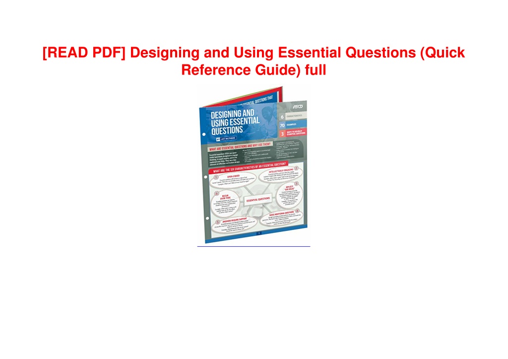 PPT - [READ PDF] Designing and Using Essential Questions (Quick ...