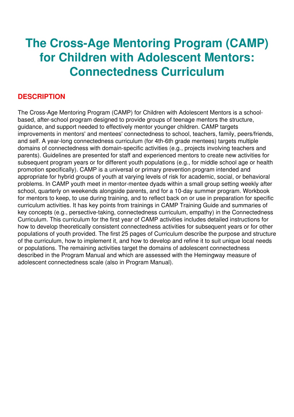 PPT - PDF/READ The Cross-Age Mentoring Program (CAMP) for Children with Adolescent Men ...