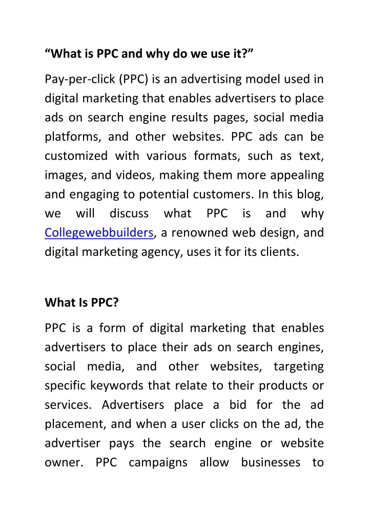 PPT - What is PPC and why do we use it? PowerPoint Presentation, free ...