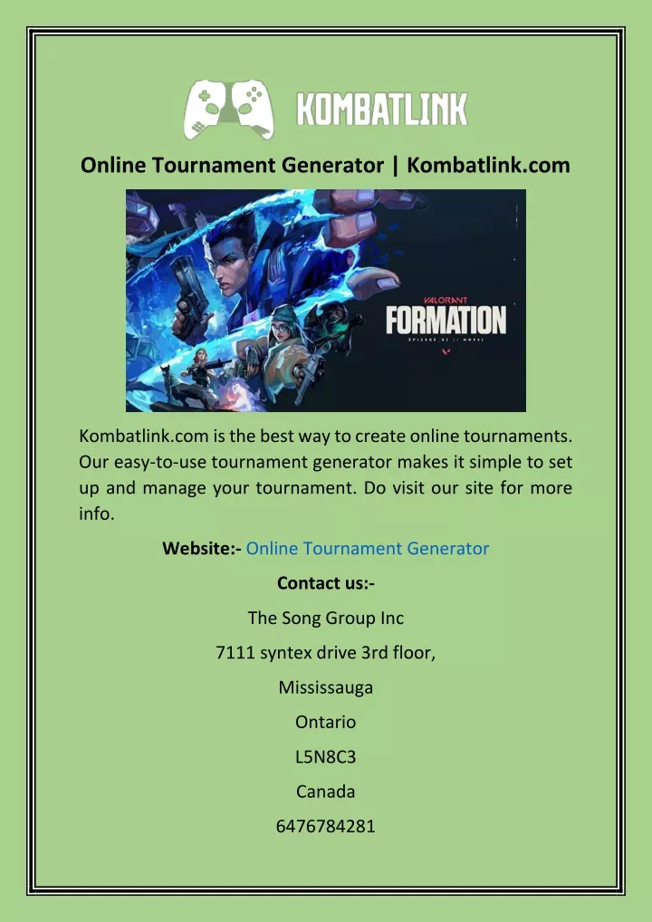 PPT - Online Tournament Generator Kombatlink PowerPoint Presentation ...