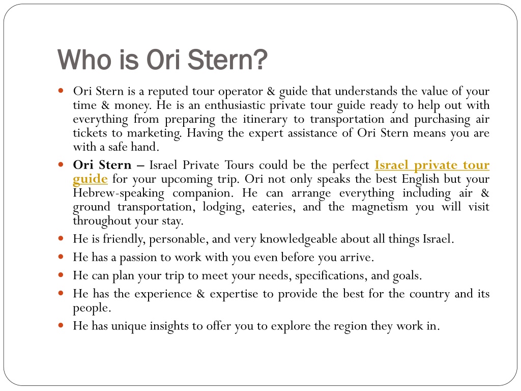 PPT - Select Ori Stern as Your Private Tour Guide in Israel PowerPoint ...