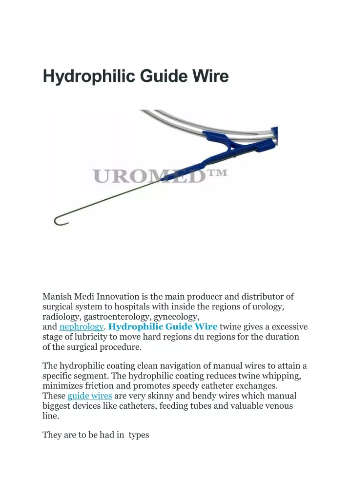 PPT - Hydrophilic Guide Wire PowerPoint Presentation, free download ...