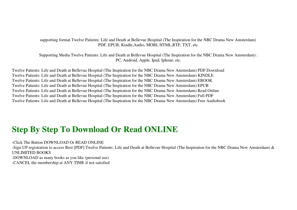 PPT - Best [PDF] Twelve Patients Life and Death at Bellevue Hospital ...