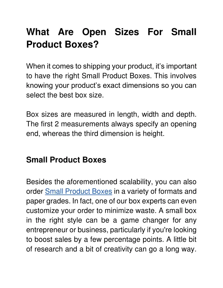 PPT - What Are Open Sizes For Small Product Boxes_ PowerPoint ...