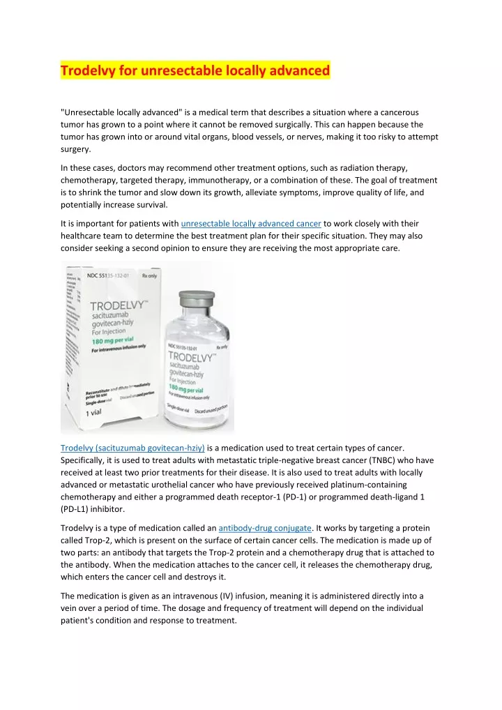 PPT - Trodelvy injection for unresectable locally advanced | 9310090915 ...