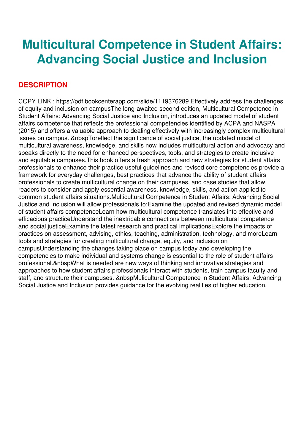 PPT - $PDF$/READ/DOWNLOAD Multicultural Competence in Student Affairs ...