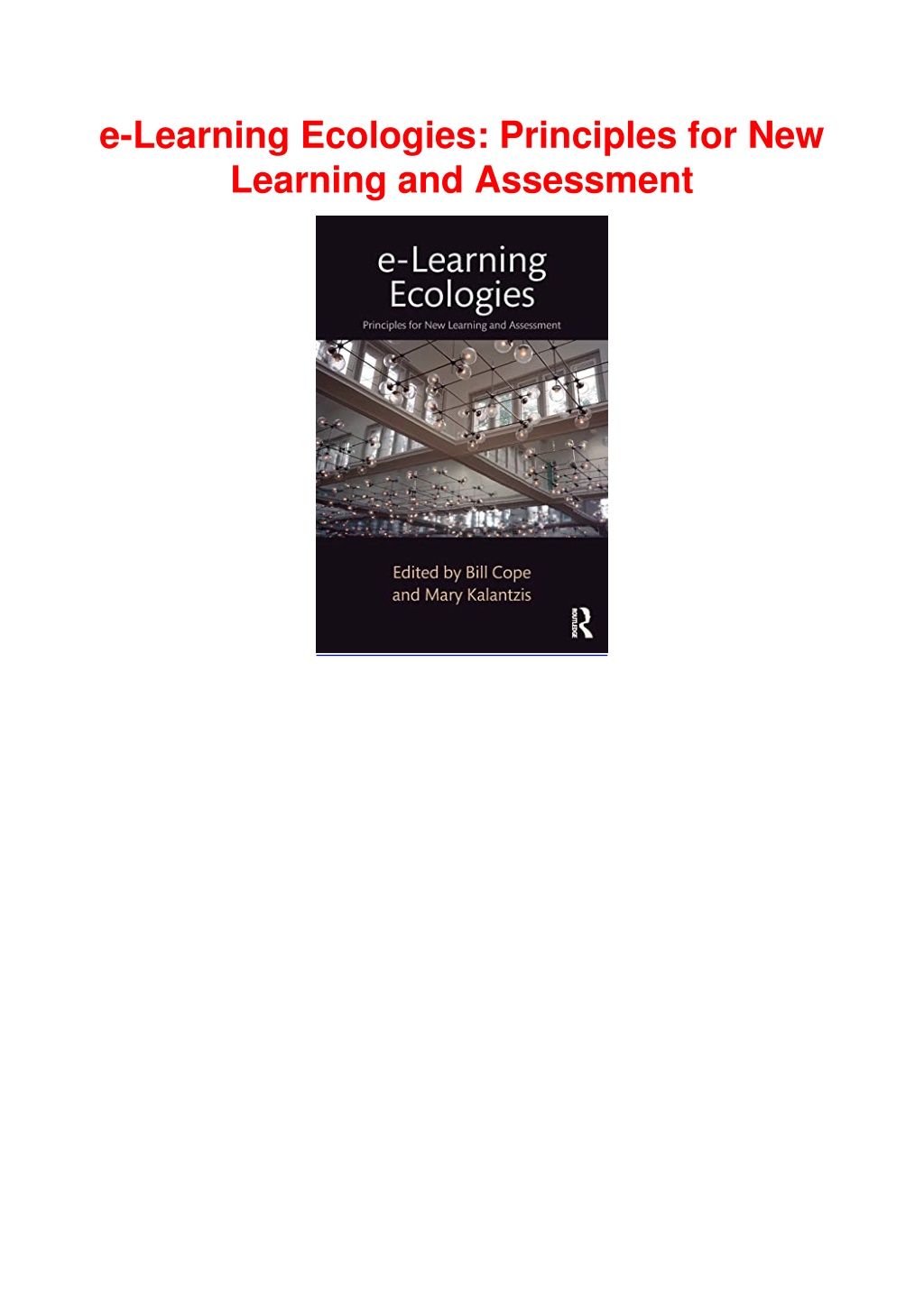 PPT - _PDF_ e-Learning Ecologies: Principles for New Learning and Assessment PowerPoint ...