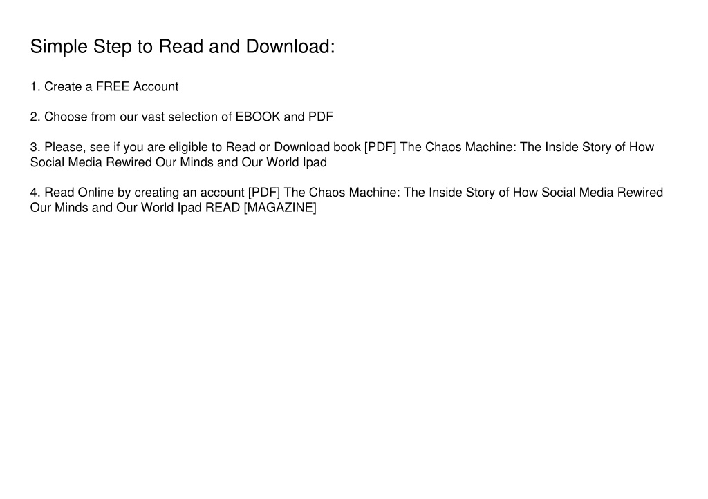 PPT - [PDF] The Chaos Machine: The Inside Story of How Social Media ...