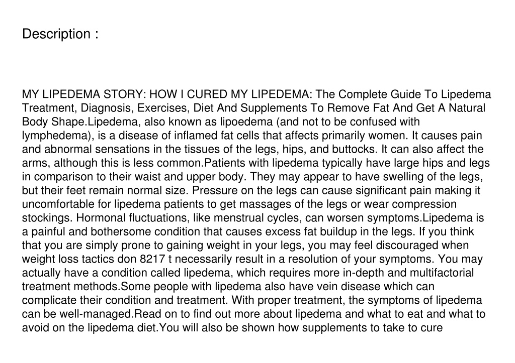 PPT - Download My Lipedema Story: How I Cured My Lipedema: The Complete ...