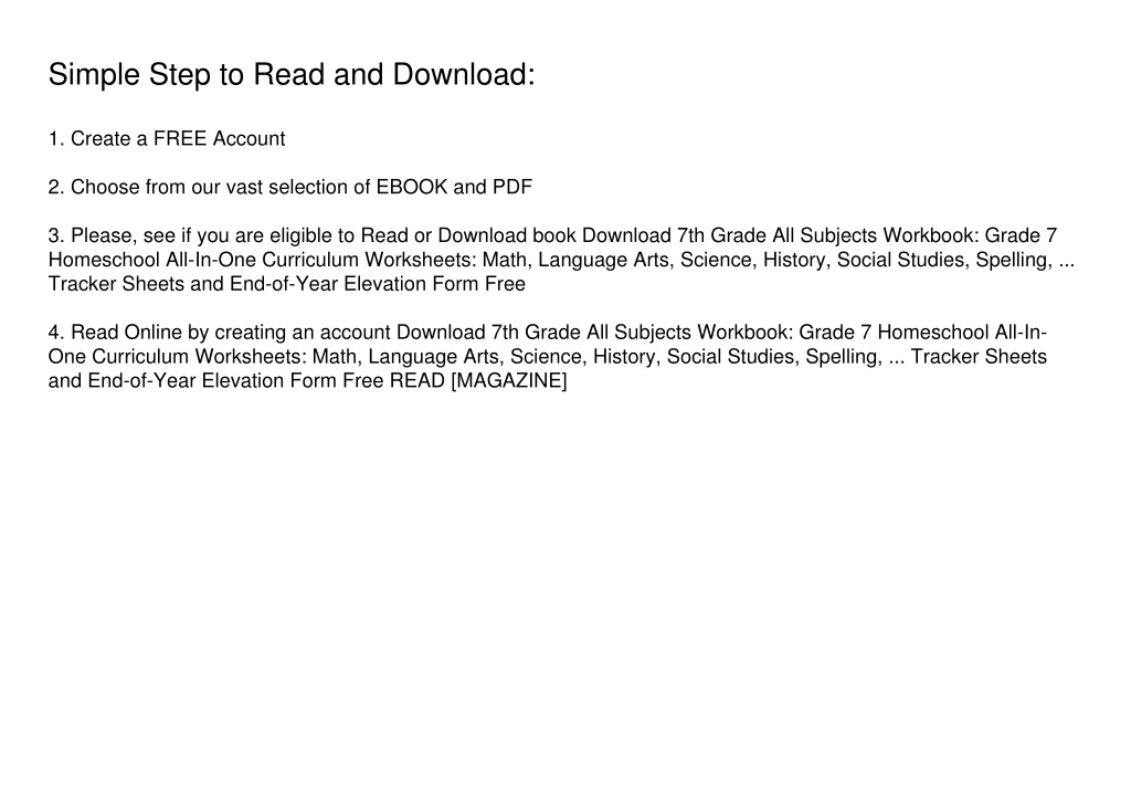 PPT - Download 7th Grade All Subjects Workbook: Grade 7 Homeschool All ...