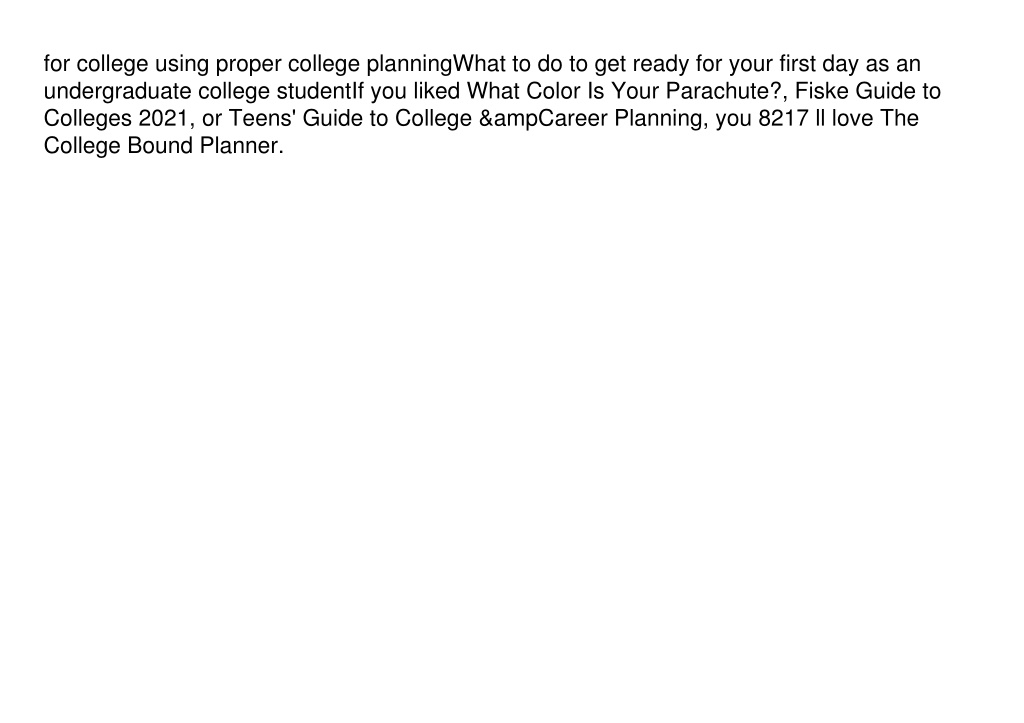 PPT - Download The College Bound Planner: A Roadmap to Take You from ...