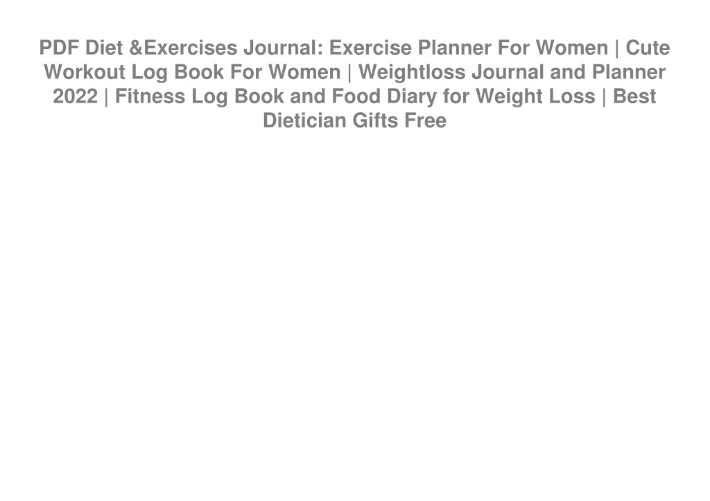 PPT - PDF Diet & Exercises Journal: Exercise Planner For Women | Cute ...
