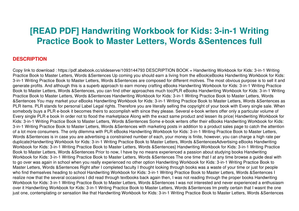 PPT - [READ PDF] Handwriting Workbook for Kids: 3-in-1 Writing Practice ...