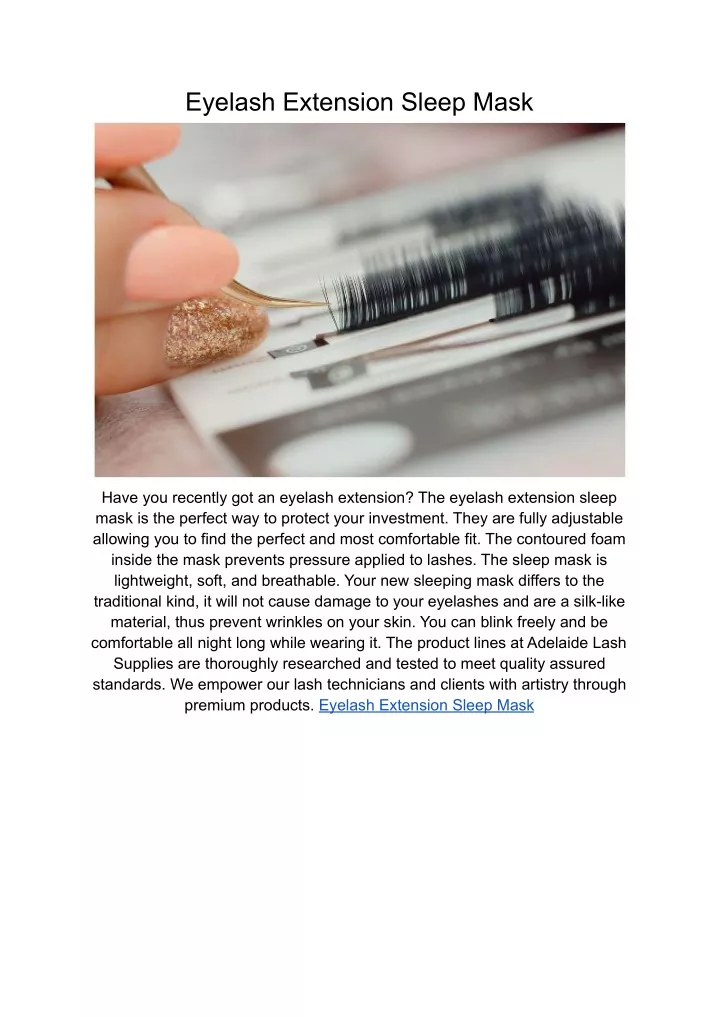 PPT - Eyelash Extension Sleep Mask PowerPoint Presentation, free ... PPT - Eyelash Extension Sleep Mask PowerPoint Presentation, free ...