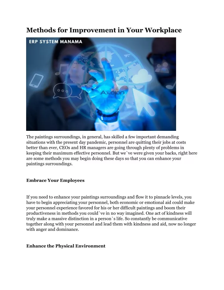 PPT - Methods for Improvement in Your Workplace PowerPoint Presentation ...