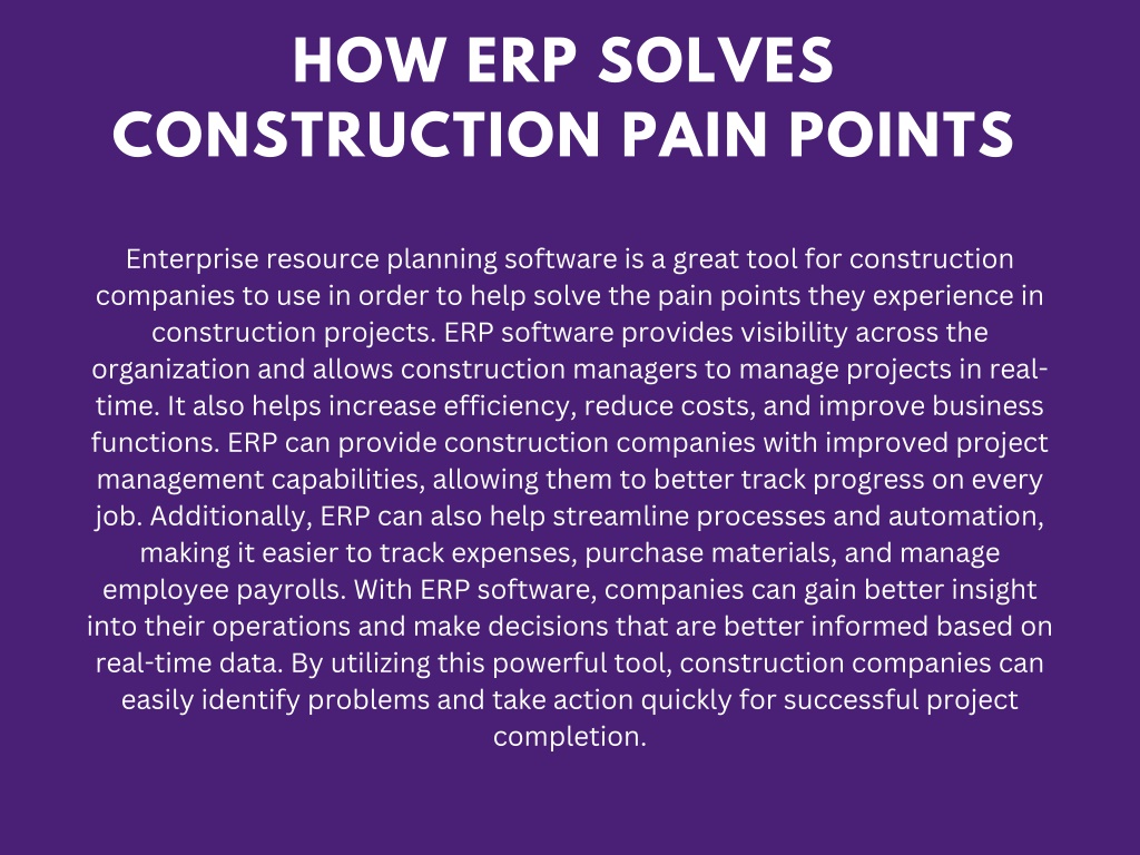 PPT - GET REAL-TIME VISIBILITY INTO PROJECTS WITH CONSTRUCTION ERP ...