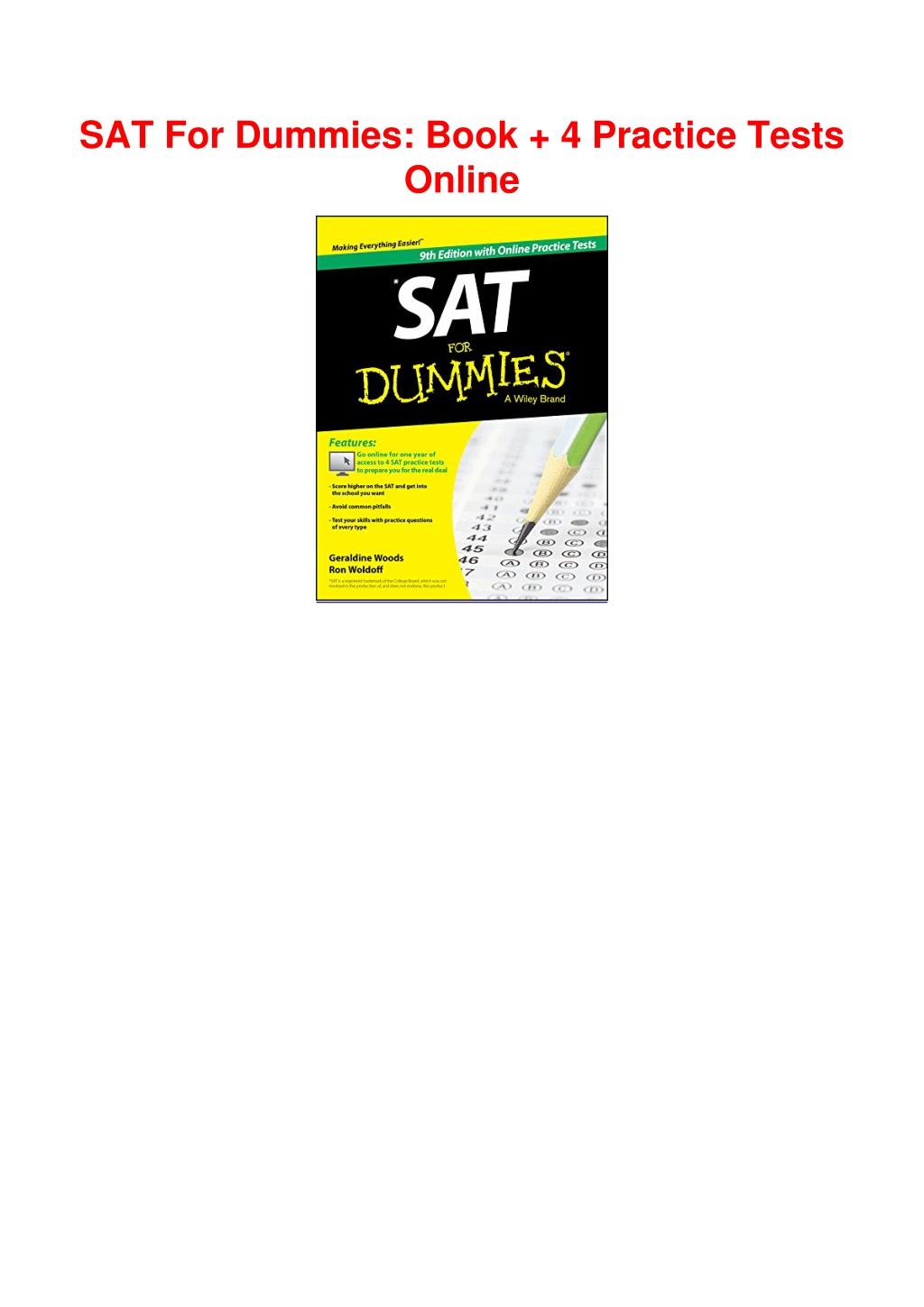 PPT - $PDF$/READ/DOWNLOAD SAT For Dummies: Book 4 Practice Tests Online ...