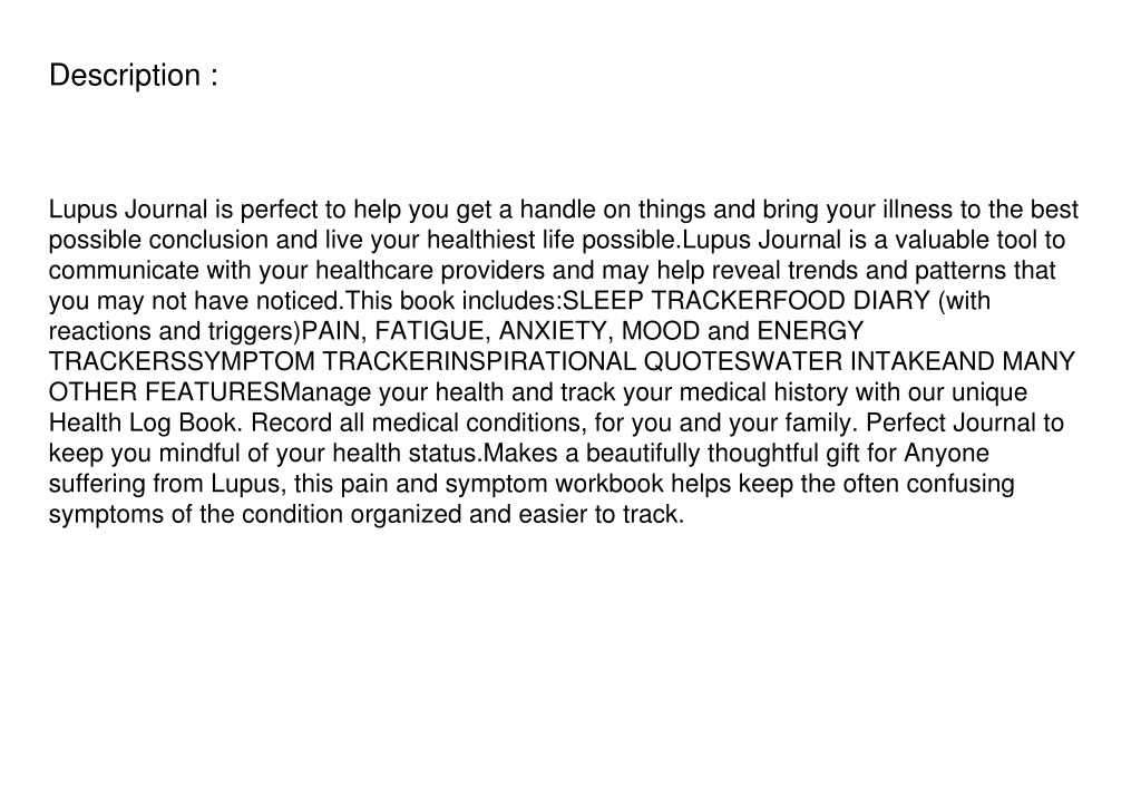 PPT - PDF Lupus Journal: Daily Lupus Tracking Journal to Track your ...