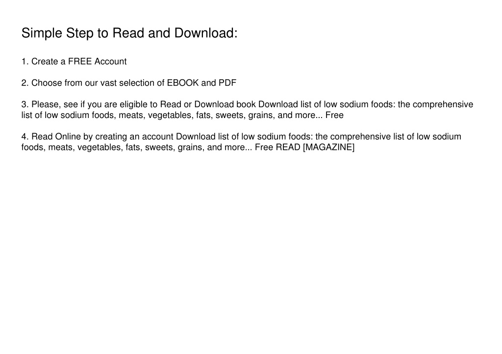 PPT - Download list of low sodium foods: the comprehensive list of low ...