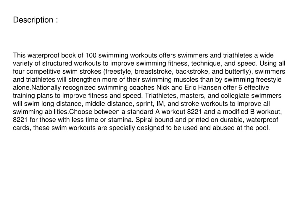 PPT - Download Workouts in a Binder for Swimmers, Triathletes, and ...