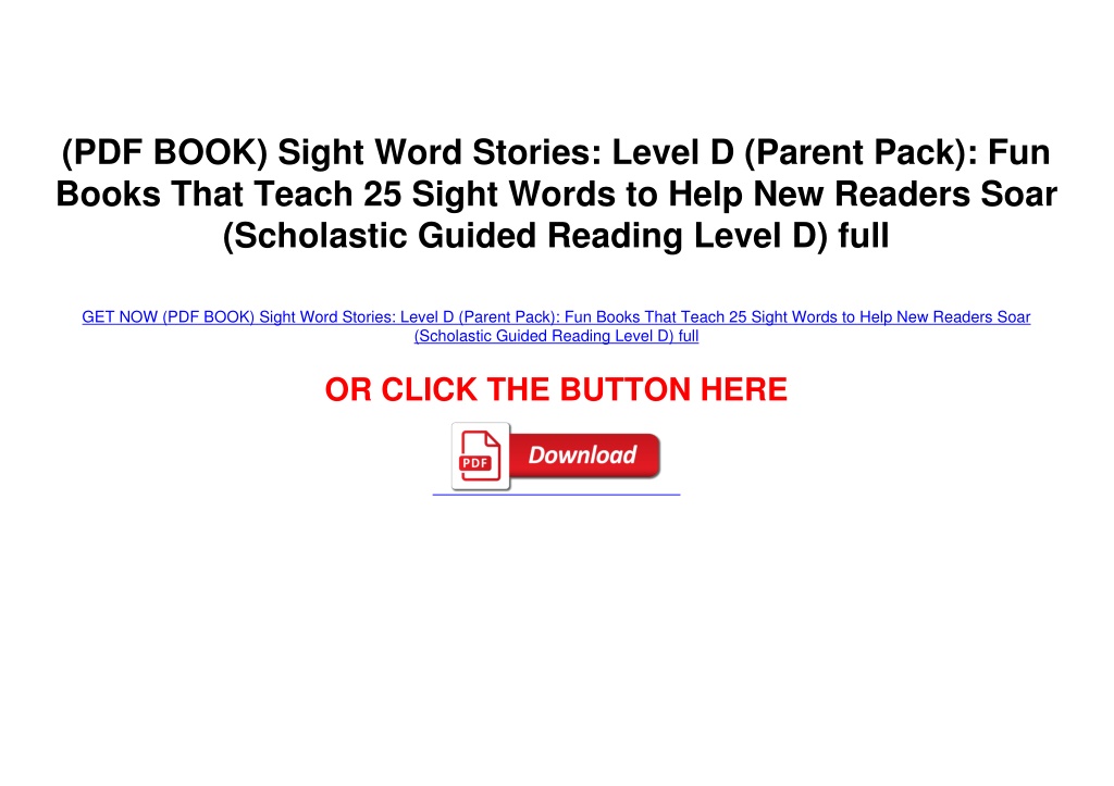 PPT - (PDF BOOK) Sight Word Stories: Level D (Parent Pack): Fun Books ...