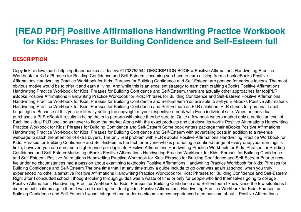 PPT - [READ PDF] Positive Affirmations Handwriting Practice Workbook ...