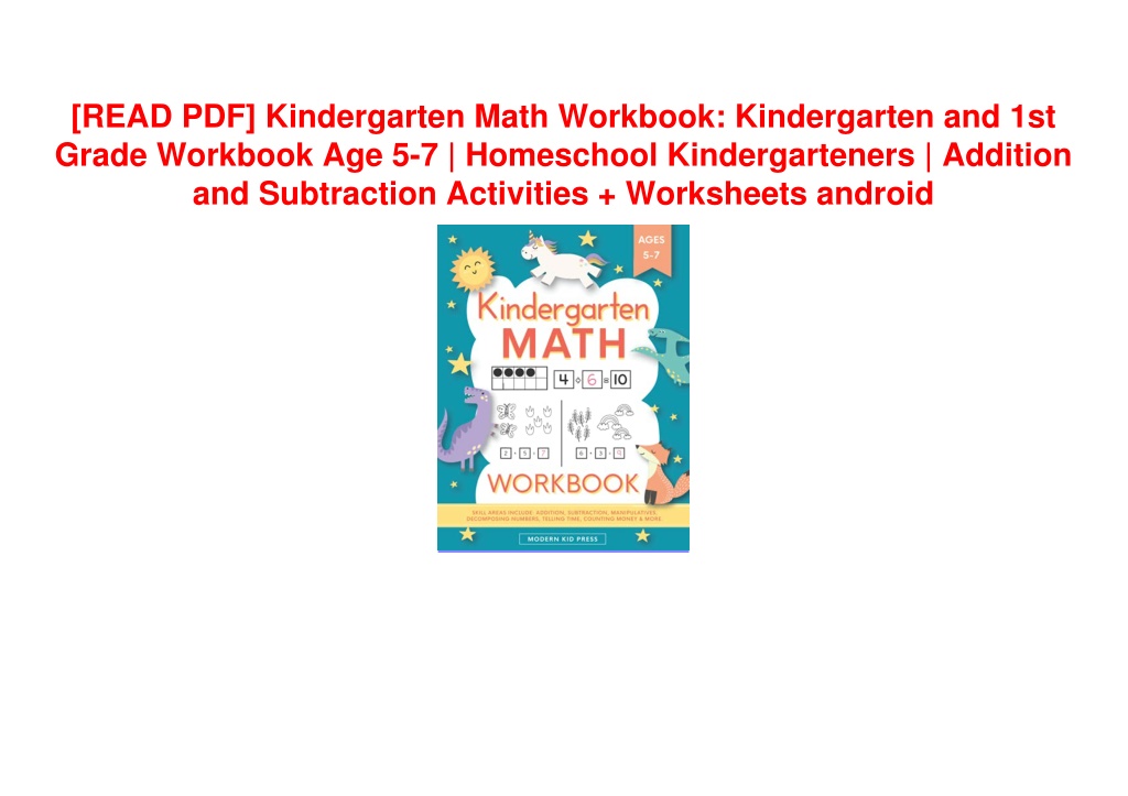 PPT - [READ PDF] Kindergarten Math Workbook: Kindergarten and 1st Grade ...