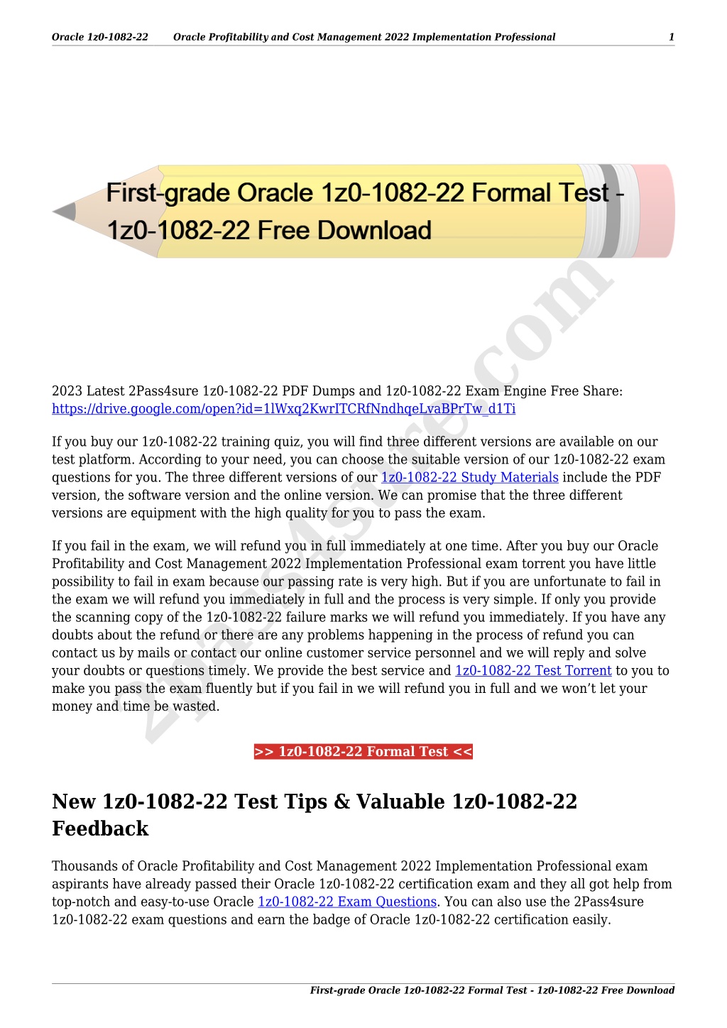 PPT - First-grade Oracle 1z0-1082-22 Formal Test - 1z0-1082-22 Free ...