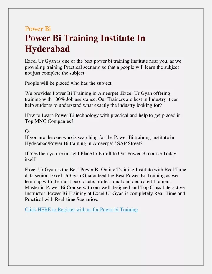 PPT - Power BI Training in Hyderabad - Power Bi Online Training - Excel ... PPT - Power BI Training in Hyderabad - Power Bi Online Training - Excel ...