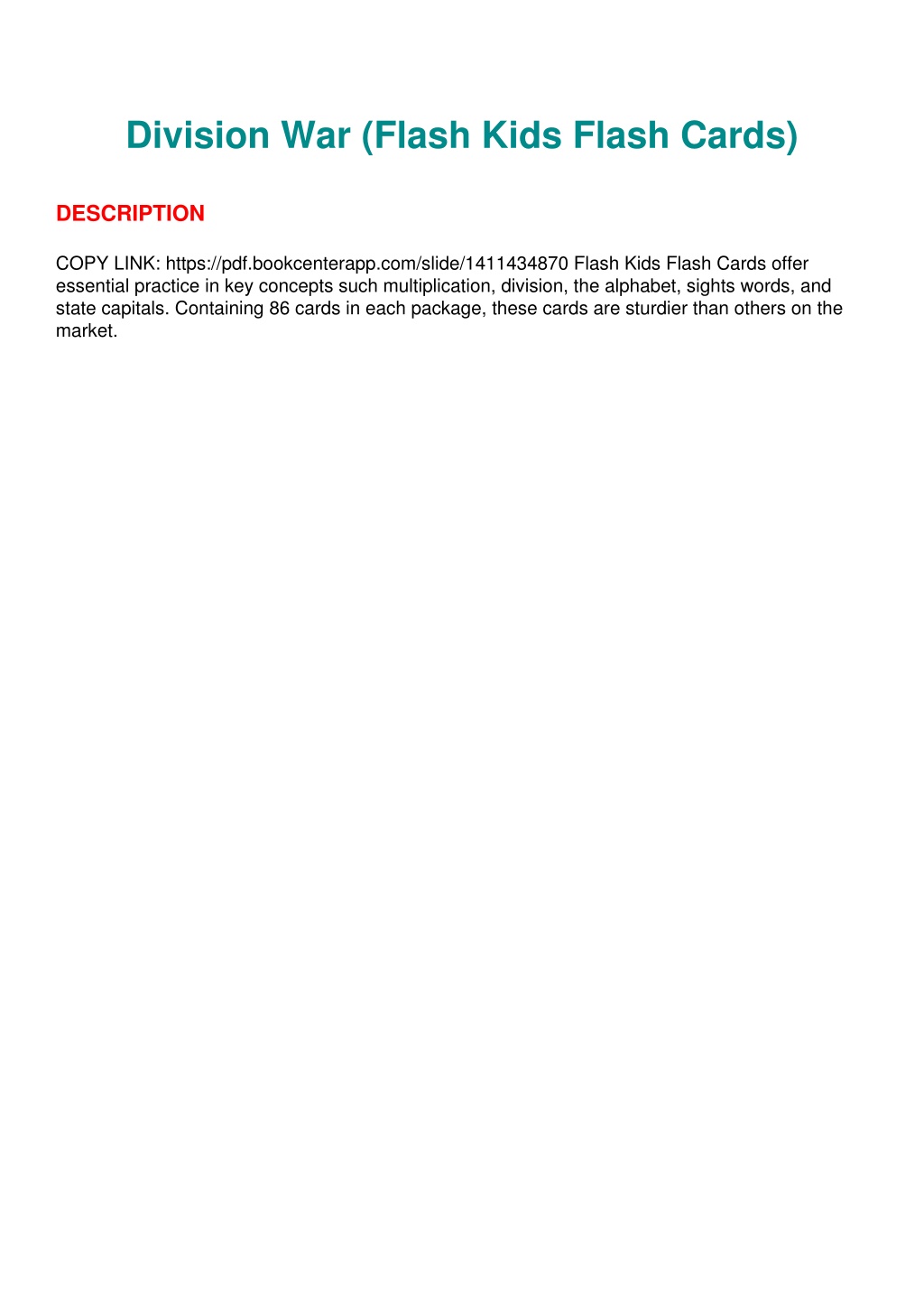 PPT - PDF/BOOK Division War (Flash Kids Flash Cards) PowerPoint ...