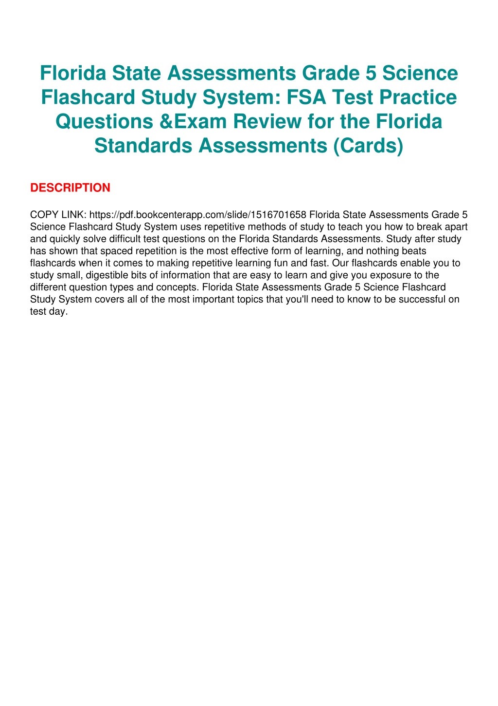 PPT - DOWNLOAD/PDF Florida State Assessments Grade 5 Science Flashcard ...