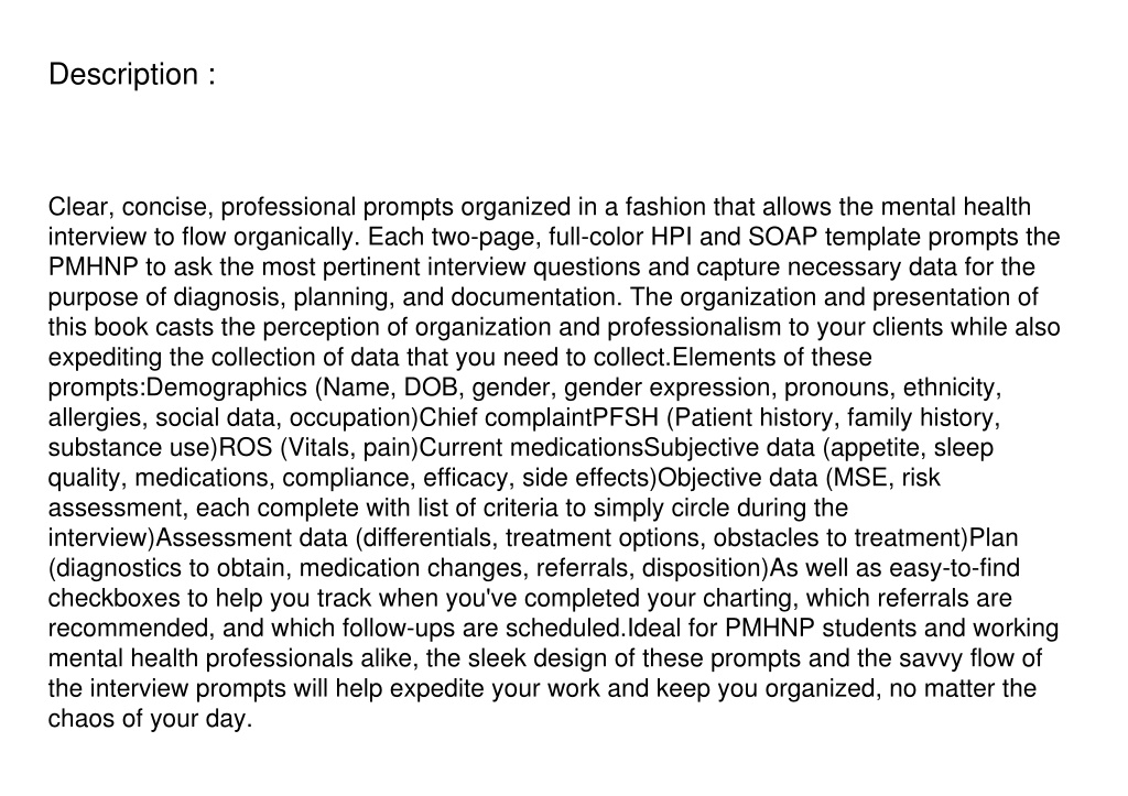 PPT - [PDF] PMHNP HPI and SOAP Interviews: Prompts for Mental Health ...