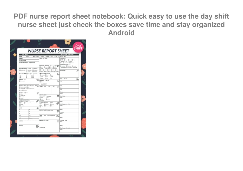 PPT - PDF nurse report sheet notebook: Quick easy to use the day shift ...