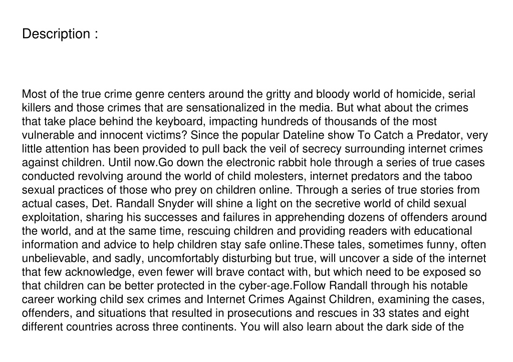 PPT - (PDF) Cyber Creeps: Real-Life Investigations of Internet Crimes ...