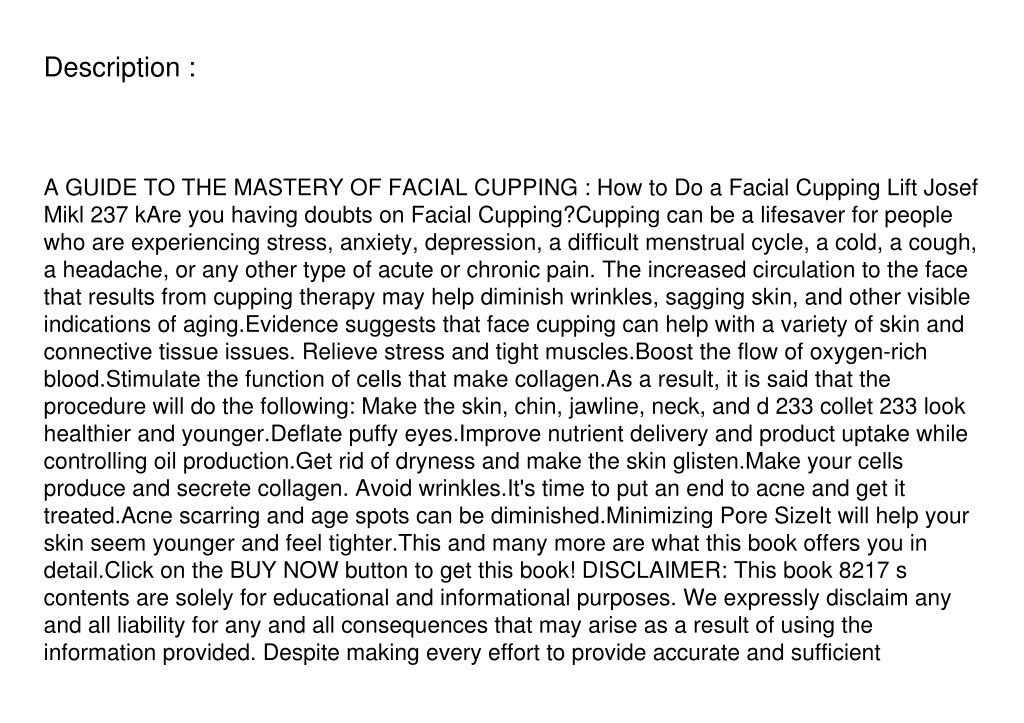 PPT - Download A GUIDE TO THE MASTERY OF FACIAL CUPPING: How to Do a ...