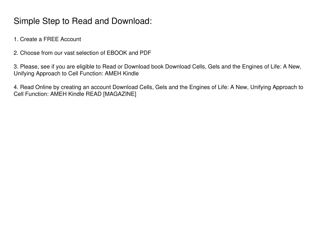 PPT - Download Cells, Gels and the Engines of Life: A New, Unifying ...