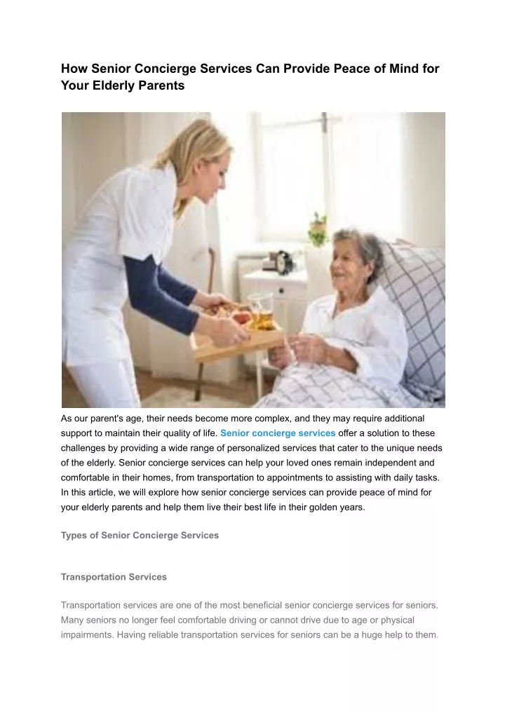 PPT - How Senior Concierge Services Can Provide Peace of Mind for Your ...