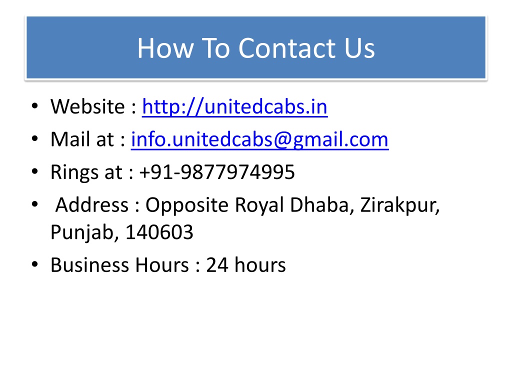 PPT - Best Travelling Cab From Chandigarh to Ambala : United Cabs ...