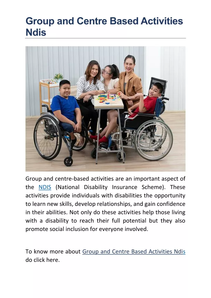 PPT - Group and Centre Based Activities Ndis PowerPoint Presentation ...