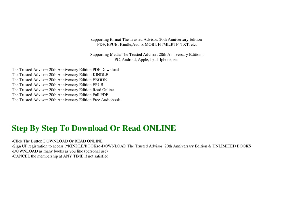 PPT - (^KINDLE/BOOK)->DOWNLOAD The Trusted Advisor: 20th Anniversary ...