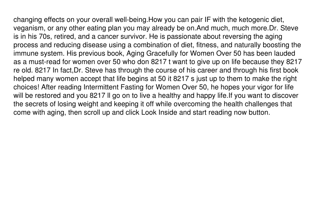 Ppt Pdf Intermittent Fasting For Women Over 50 Dr Steves Guide