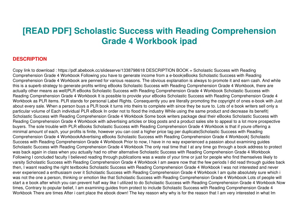 PPT - [READ PDF] Scholastic Success with Reading Comprehension Grade 4 ...