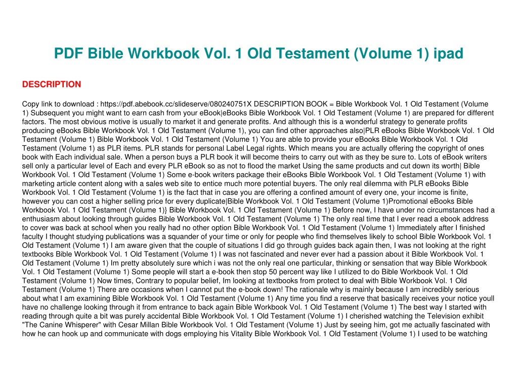 Ppt Pdf Bible Workbook Vol 1 Old Testament Volume 1 Ipad