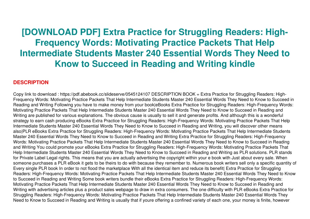 PPT - [DOWNLOAD PDF] Extra Practice for Struggling Readers: High ...