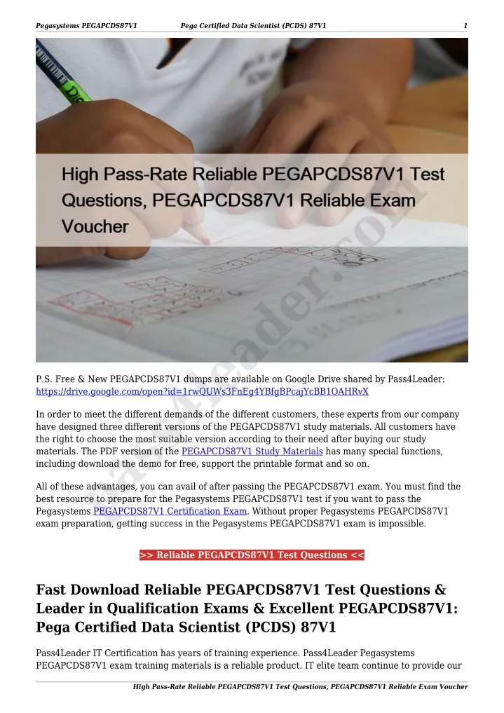 PPT - High Pass-Rate Reliable PEGAPCDS87V1 Test Questions, PEGAPCDS87V1 ...