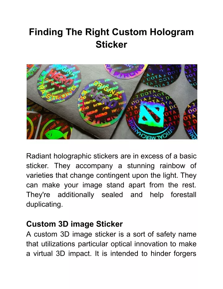 PPT - Finding The Right Custom Hologram Sticker PowerPoint Presentation ...