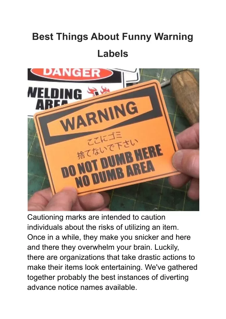 PPT - Best Things About Funny Warning Labels PowerPoint Presentation ...