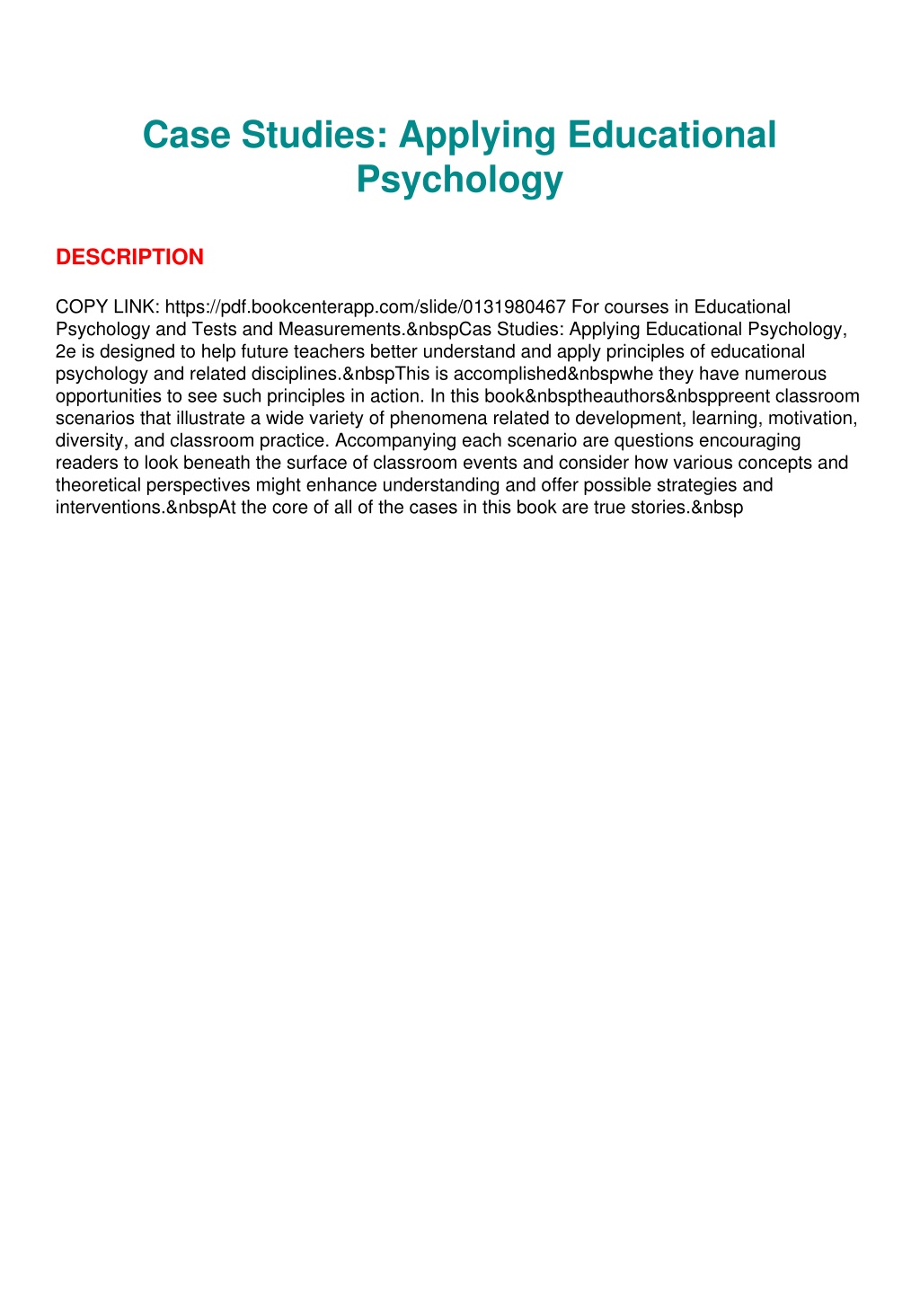 PPT - PDF/BOOK Case Studies: Applying Educational Psychology PowerPoint ...
