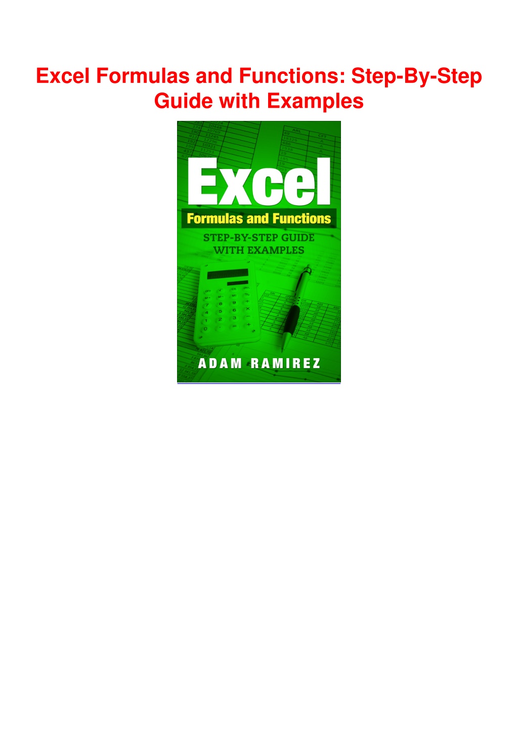 PPT PDF DOWNLOAD Excel Formulas And Functions Step By Step Guide 