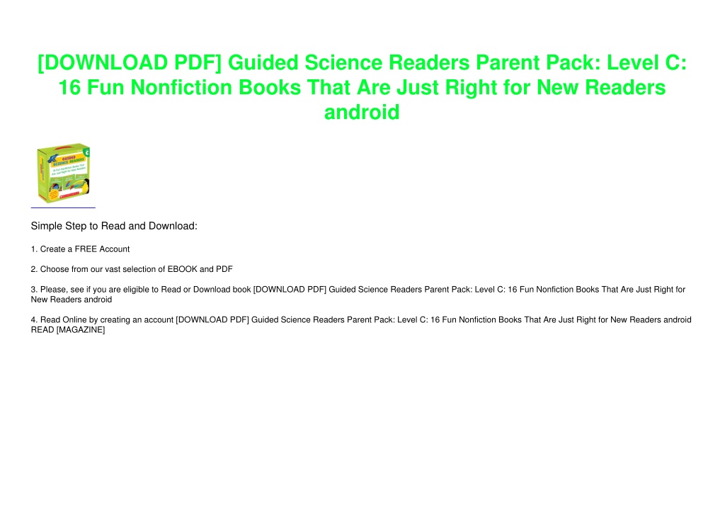 PPT - [DOWNLOAD PDF] Guided Science Readers Parent Pack: Level C: 16 ...